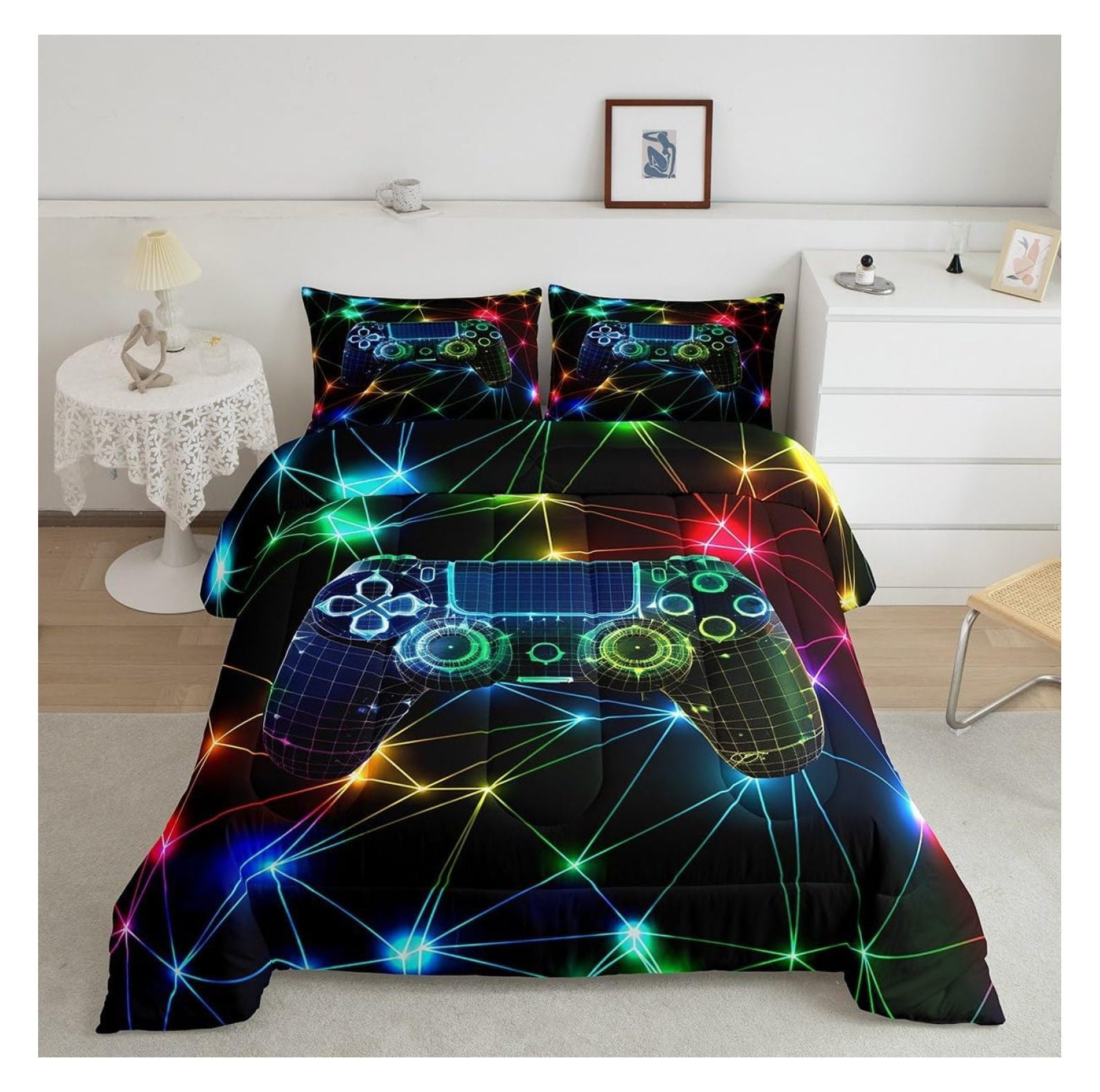 Gamepad Comforter Set,Modern Video Game Controller Bedding Set Kids ...