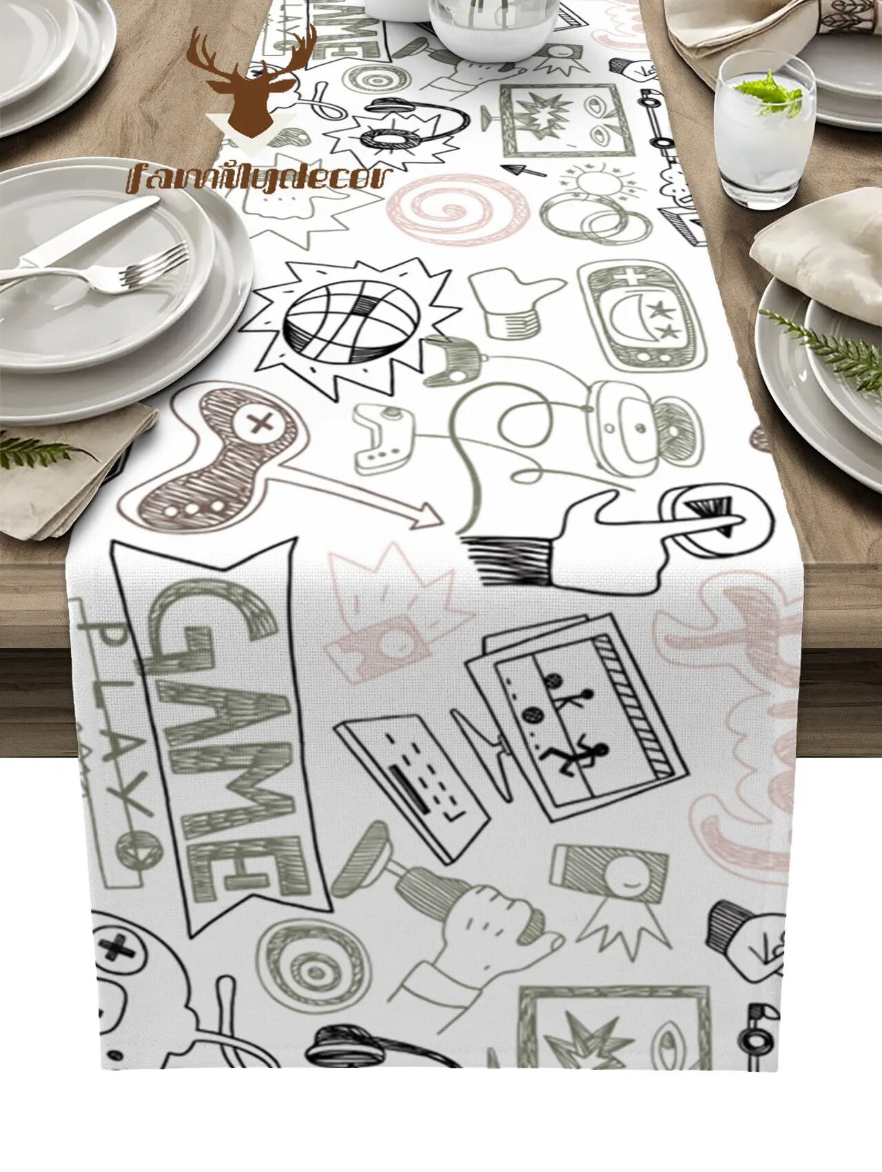 Gamepad Computer Keyboard Table Runner Home Wedding Table Flag Mat ...