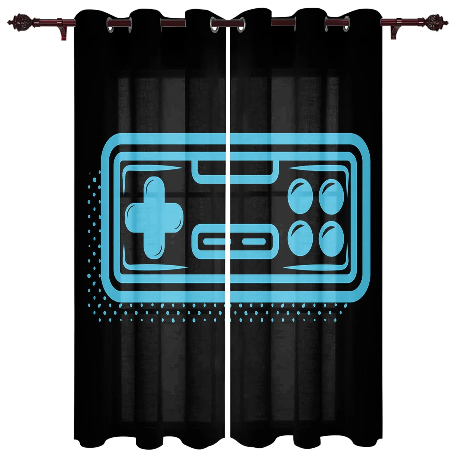 Gamepad Computer Keyboard Window Curtains for Living Room Kitchen ...