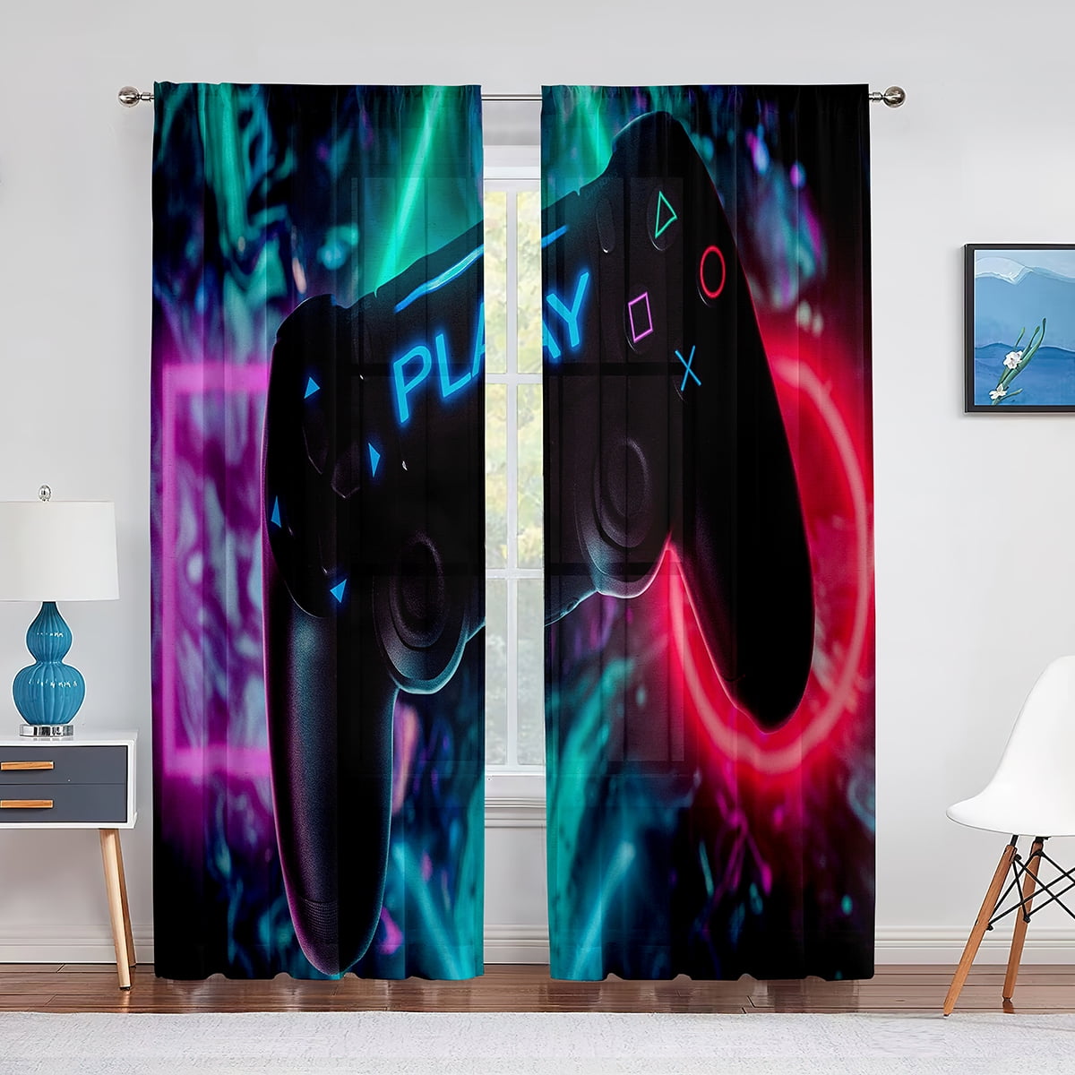 Gamepad Gamer Curtains Video Games Controller Cool Window Transparent ...