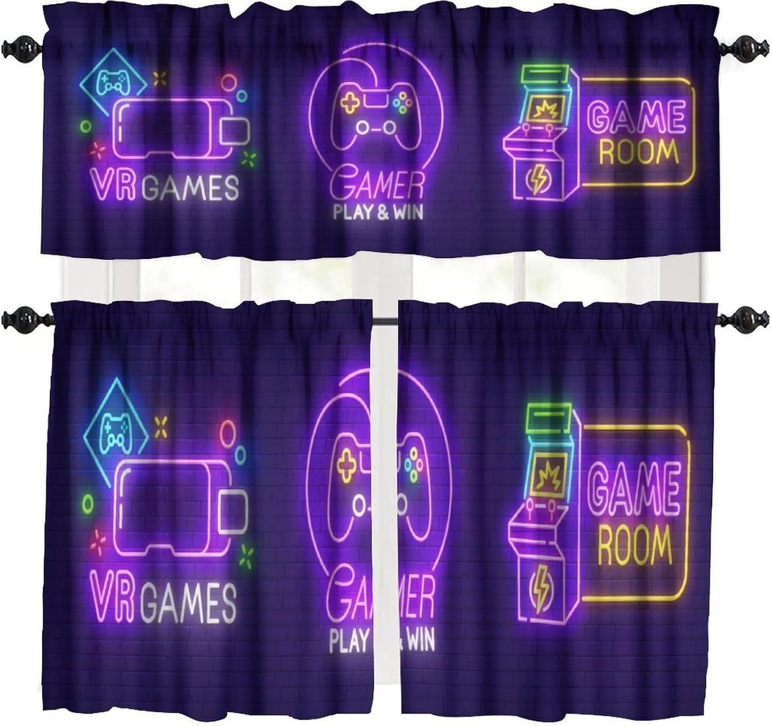 Gamepad Gamer Valance Curtain Video Games Controller Neon Sign Design ...