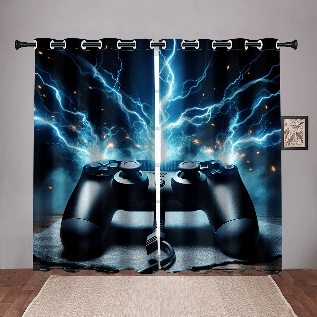 Gamepad Printed Thin Curtains for Boys Bedroom Gaming Room r Window ...