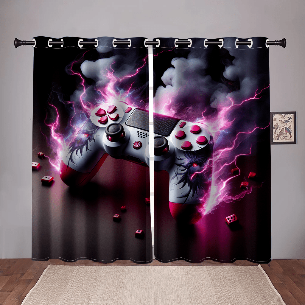 Gamepad Printed Thin Curtains for Boys Bedroom Gaming Room r Window ...