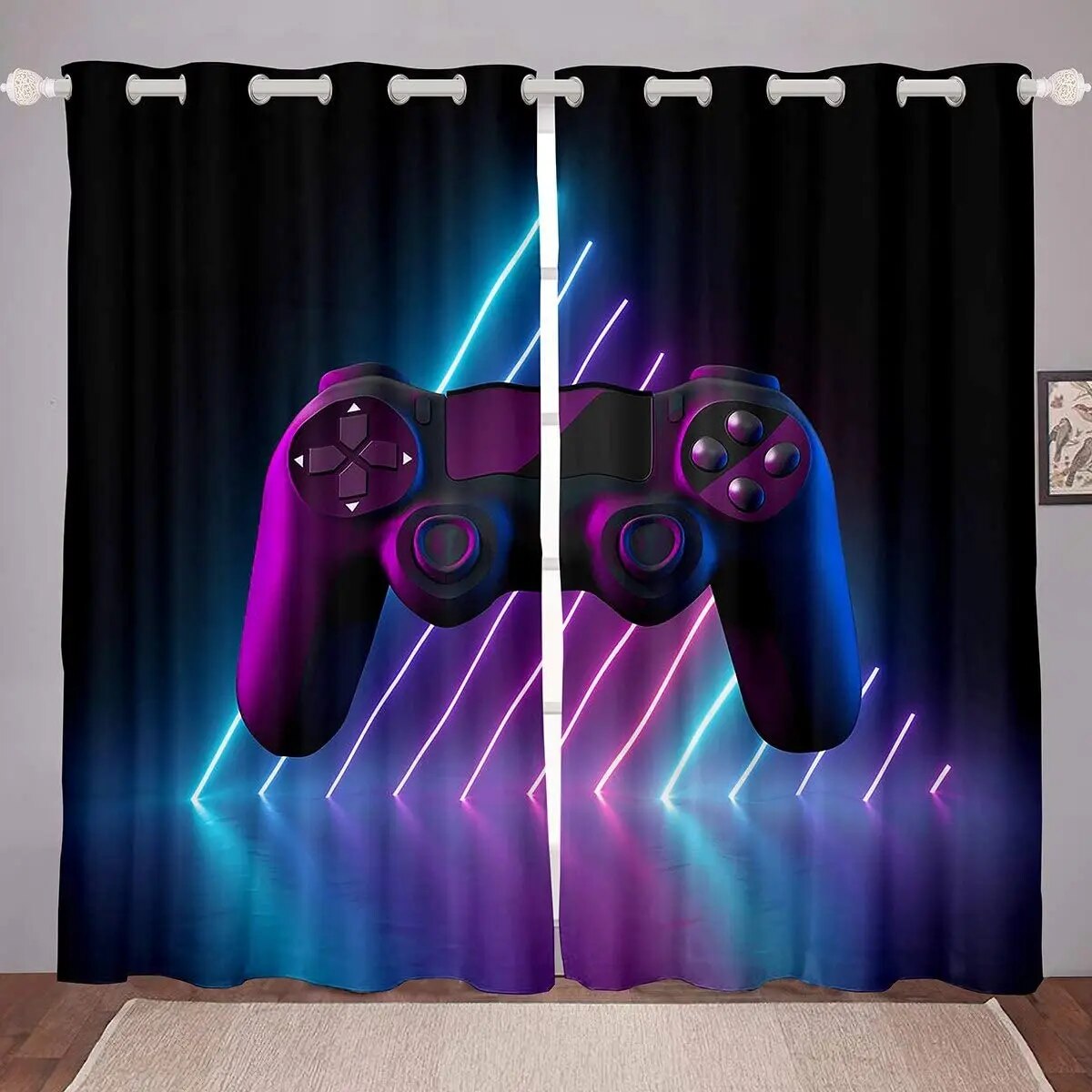 Gamepad Window Curtain Modern Gamer Curtains Gaming Room Decor Window ...