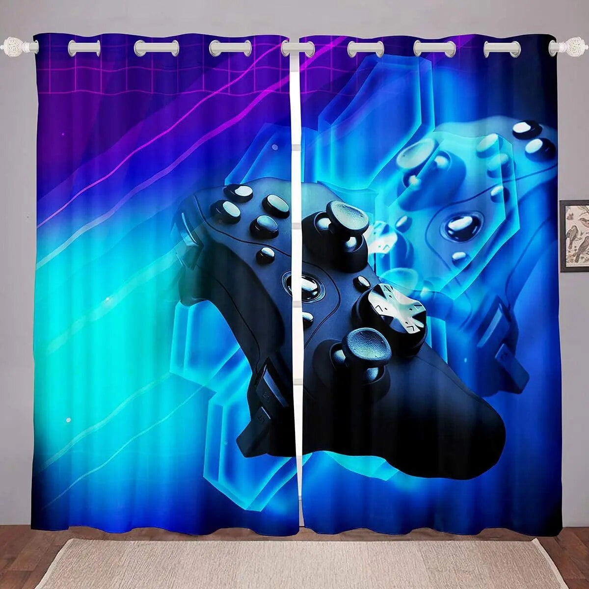 Gamepad Window Curtain Modern Gamer Curtains Gaming Room Decor Window ...