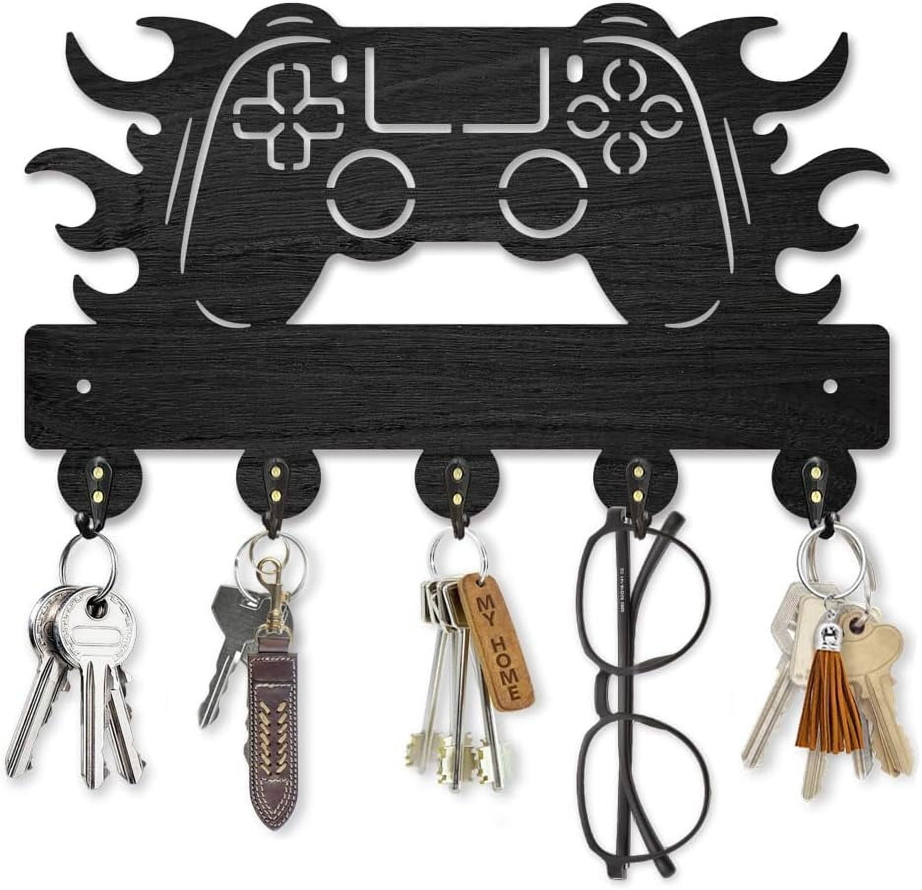 Gamepad Wood Key Holder for Wall Flame Game Controller Key Hooks 11.8×7 ...