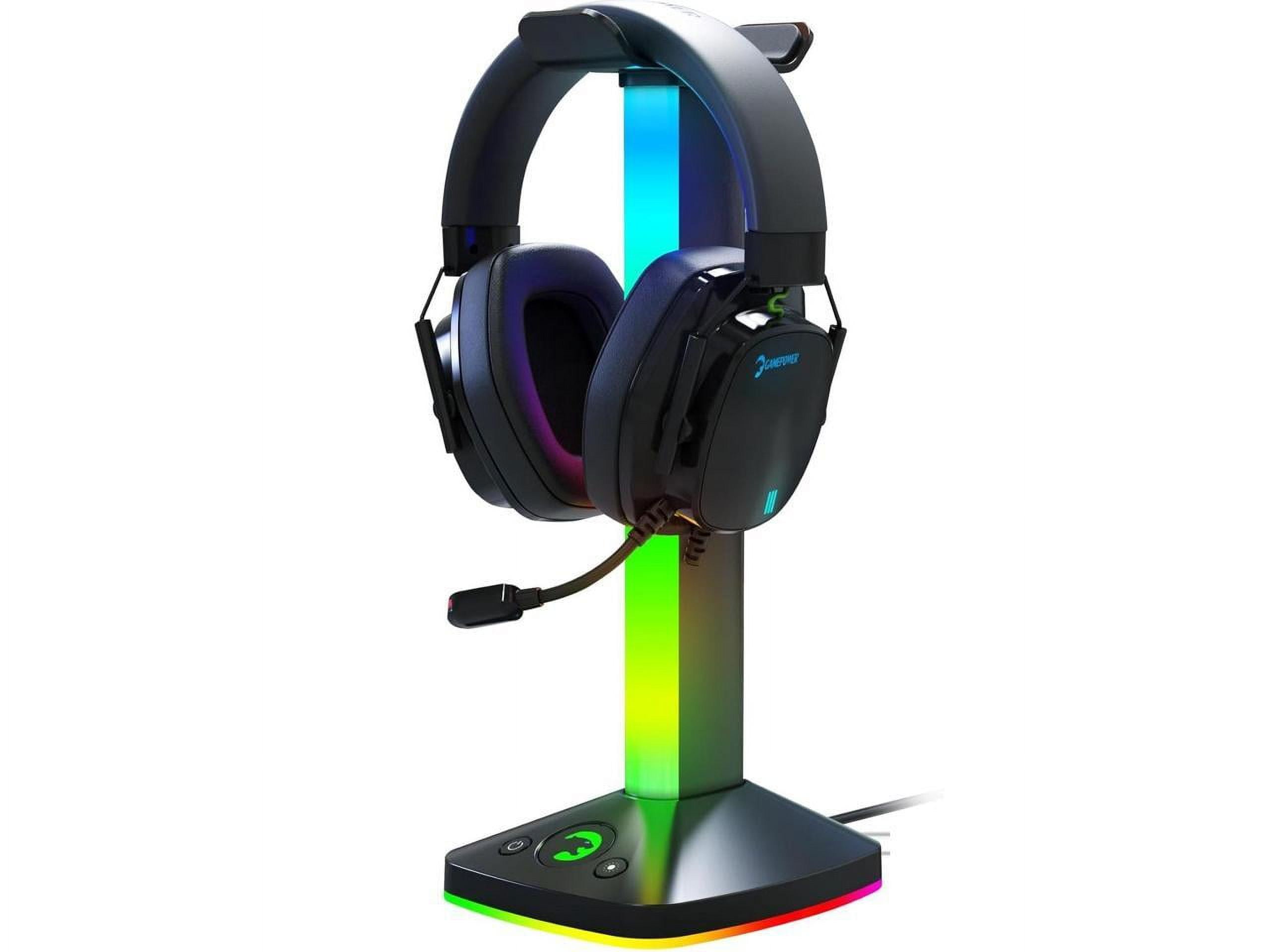 Gamepower EliteRack Gaming Headset Stand with RGB LED Light, 1x USB 3.0 ...