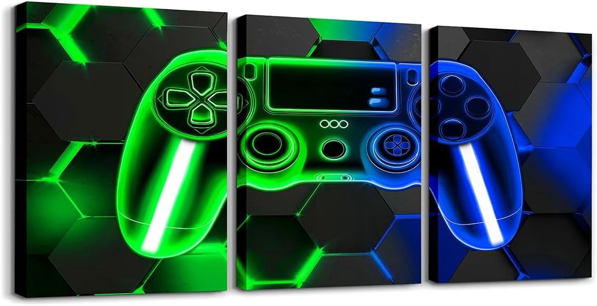 Gamer 3 Canvas Wall Art for Living Room Bedroom, Gaming Office ...