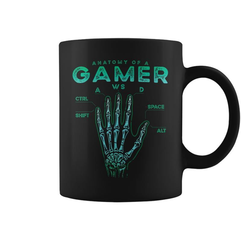 Gamer Anatomy Skeleton Hand Gaming Video Game Wasd Graphic Coffee Mugs ...