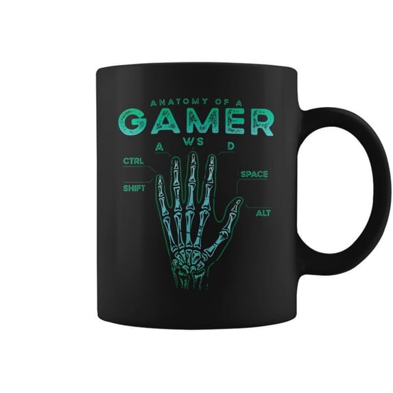 Gamer Anatomy Skeleton Hand Gaming Video Game Wasd Graphic Coffee Mugs ...