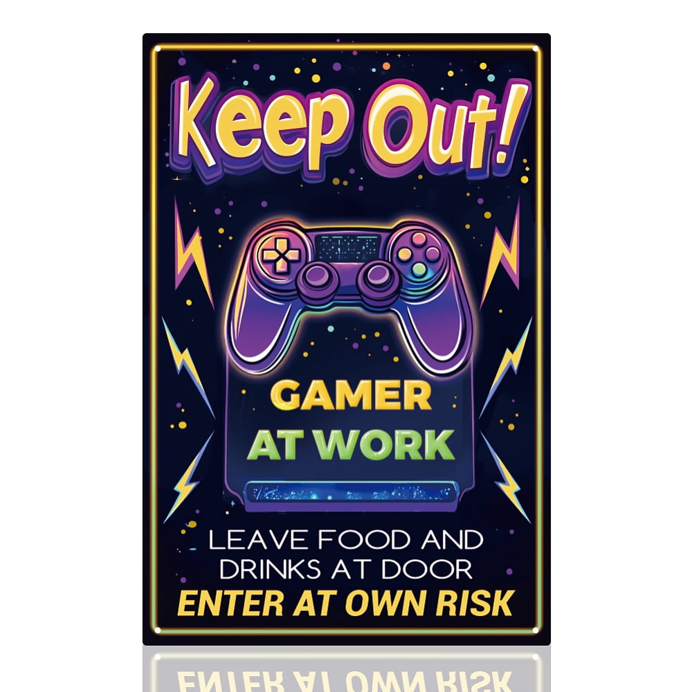Gamer At Work Warning Sign Gaming Wall Decor Keep Out Gamer at Work ...
