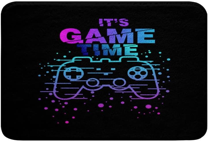 Gamer Bathroom Rugs for Gaming Neon Blue Purple Gamepad Bath Rugs for ...