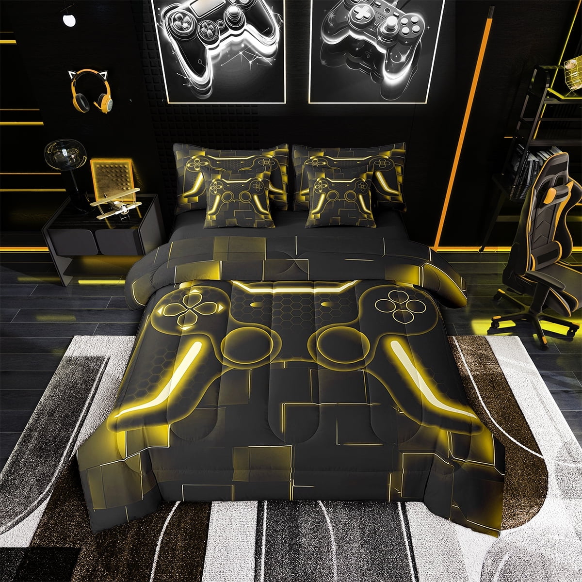 Gamer Bed In A Bag Gaming Bedding Set Room Decor,Game Contoller Full ...