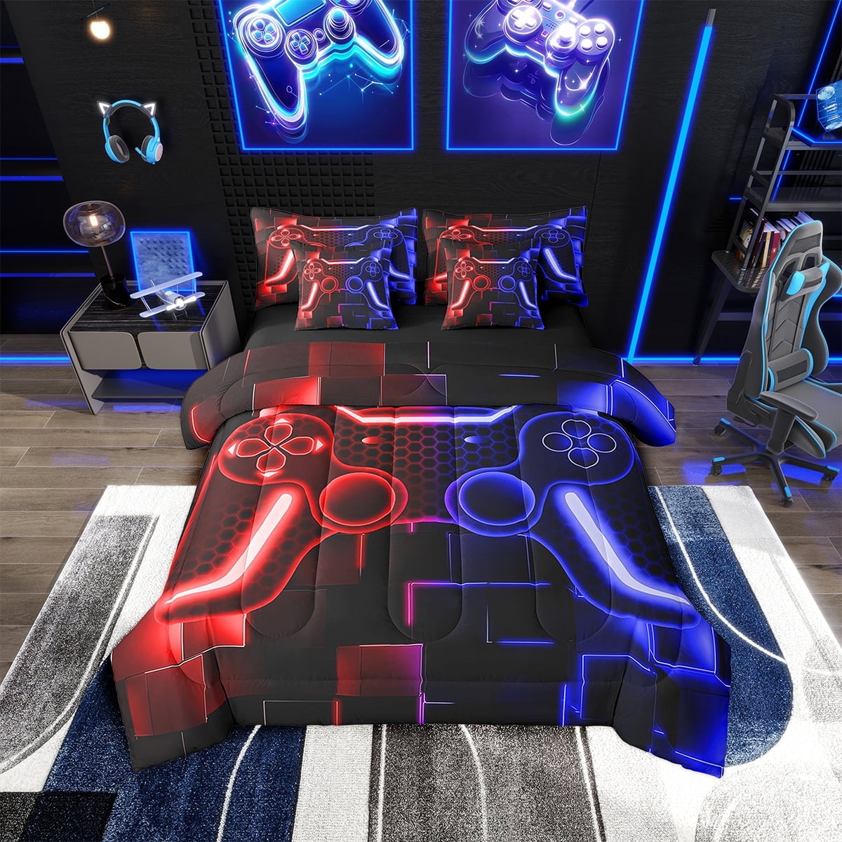 Gamer Bed In A Bag With Sheets Comforter Set 7 Piece Game Console ...