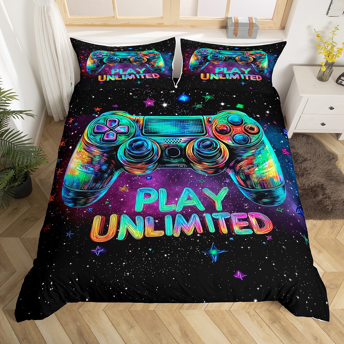 Gamer Bedding Set for Boys Teens Gaming Duvet Cover Full Size, Video ...