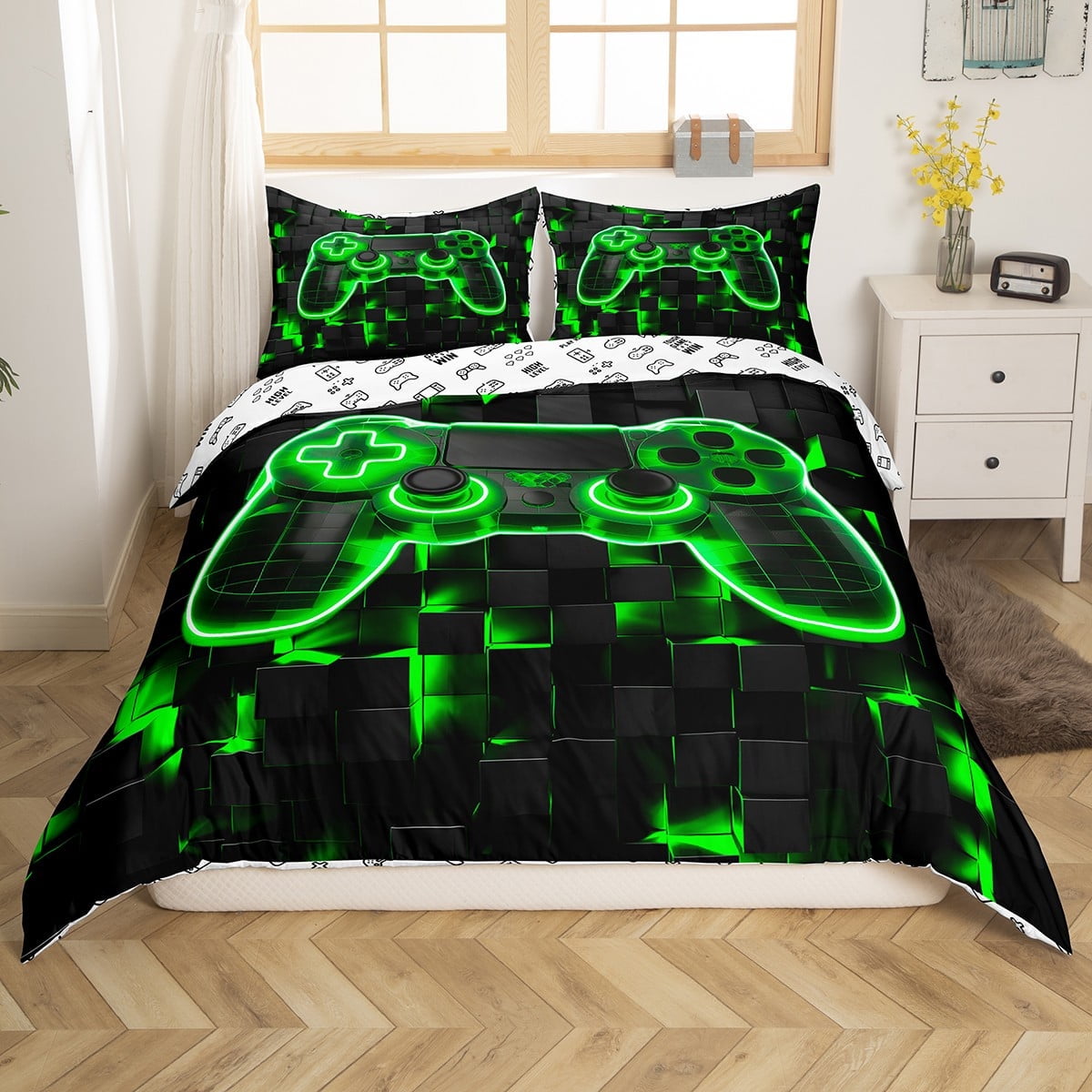 Gamer Bedding Set Gaming Duvet Cover Twin Soft Reversible Comforter ...