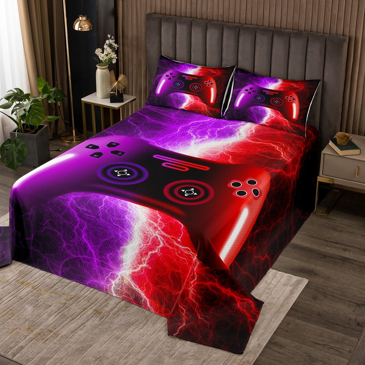 Gamer Bedding Set Queen Size Gaming Quilt Set for Boys Girls Kids ...