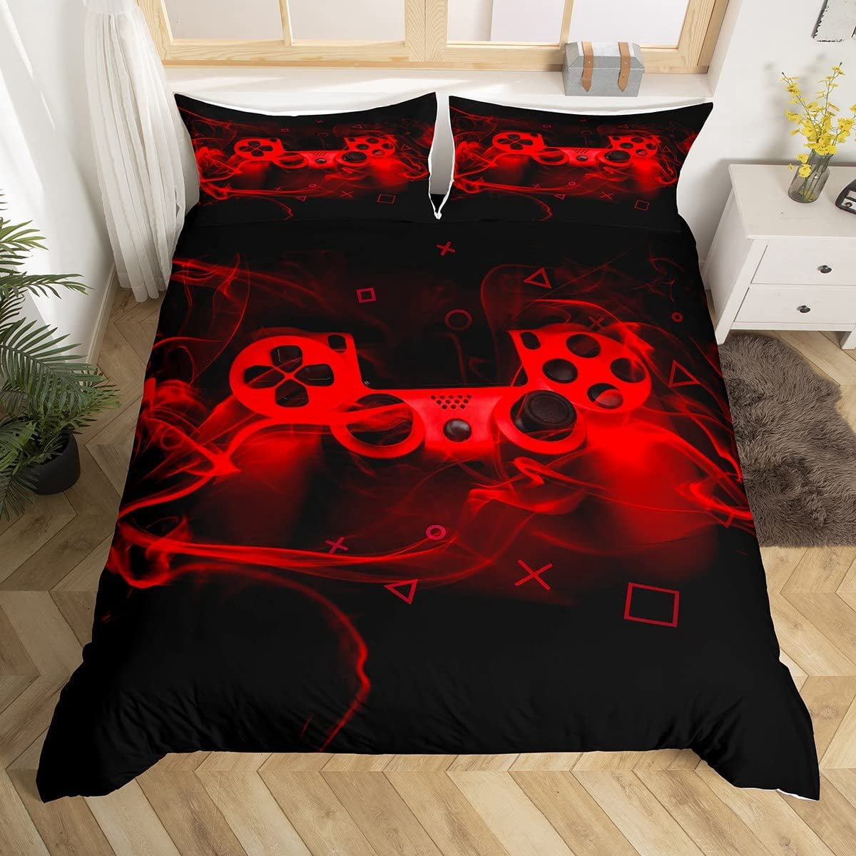 Gamer Bedding Sets, Gamepad Gaming Comforter Cover Gamer Room Decor ...