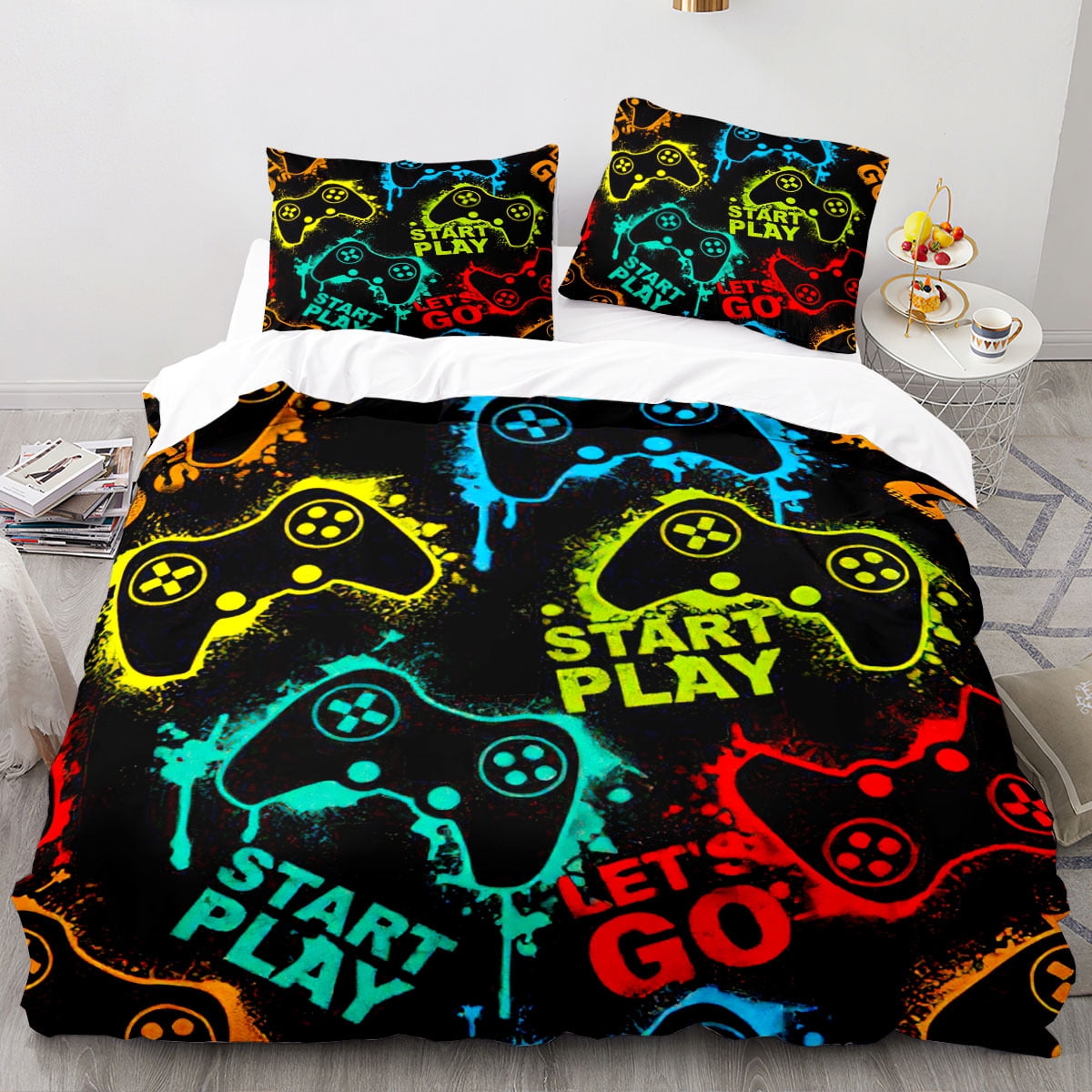 Gamer Bedding Sets for Boys, Gamepad Gaming Comforter Cover for Kids ...