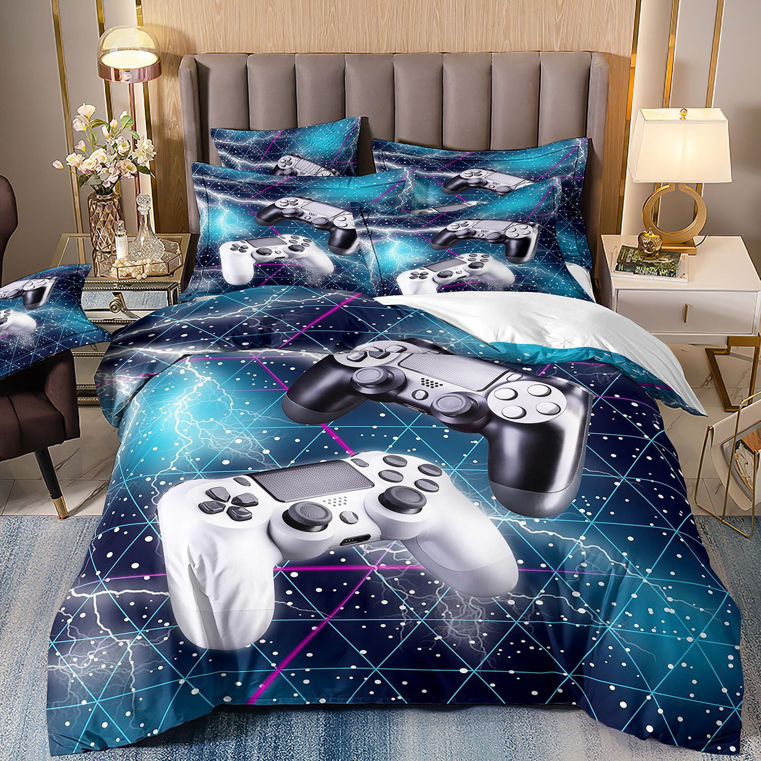 Gamer Bedding Sets for Boys, Gamepad Gaming Comforter Cover for Kids ...