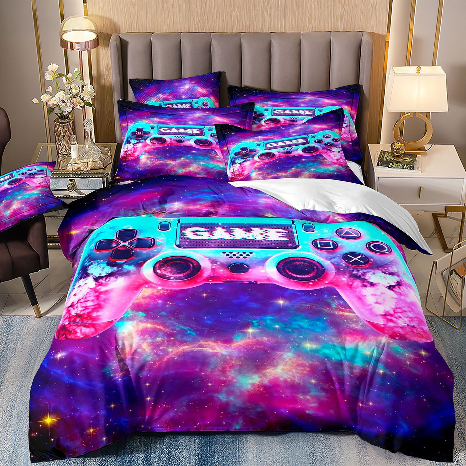 Gamer Bedding Sets for Boys, Gamepad Gaming Comforter Cover for Kids ...
