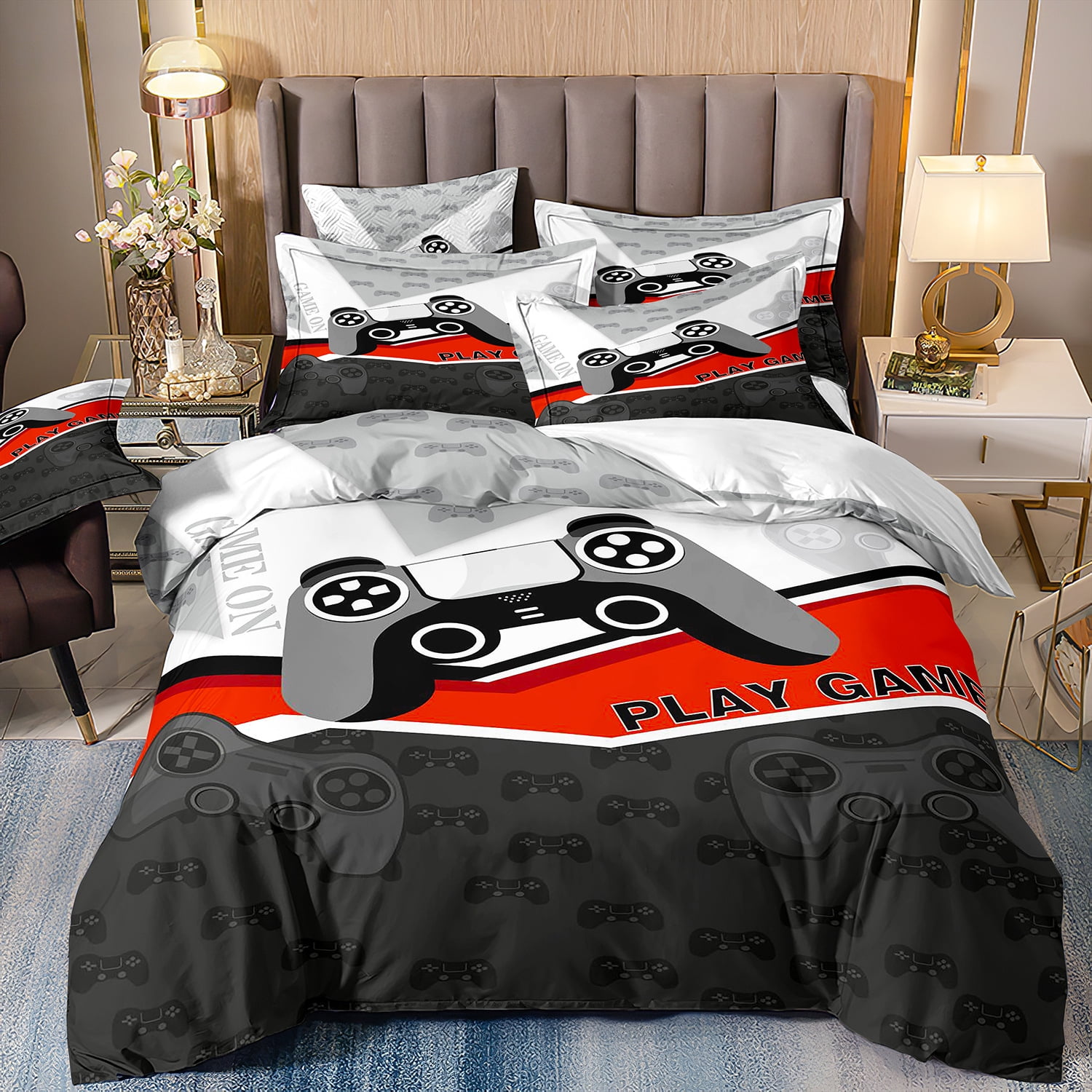 Gamer Bedding Sets for Boys, Gamepad Gaming Comforter Cover for Kids ...