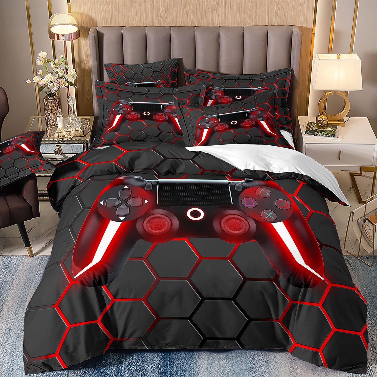 Gamer Bedding Sets for Boys, Gamepad Gaming Comforter Cover for Kids Gamer Room Decor, Video ...