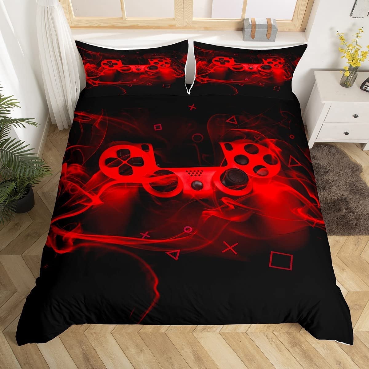 Gamer Bedding Set for Boys, Gamepad Gaming Comforter Cover for Kids ...