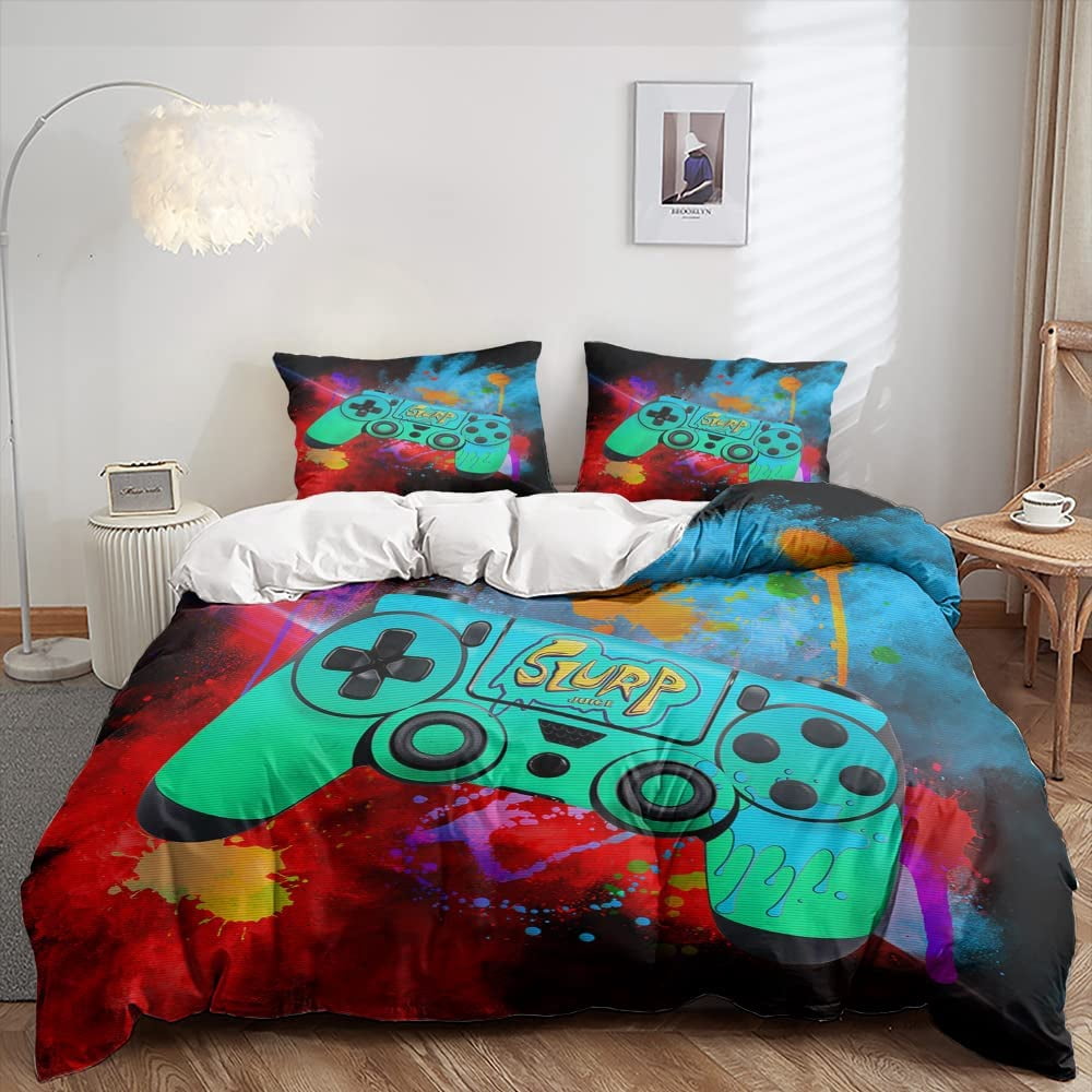 Gamer Bedding Sets for Boys,Gaming Duvet Cover Set, Boys Video Games ...