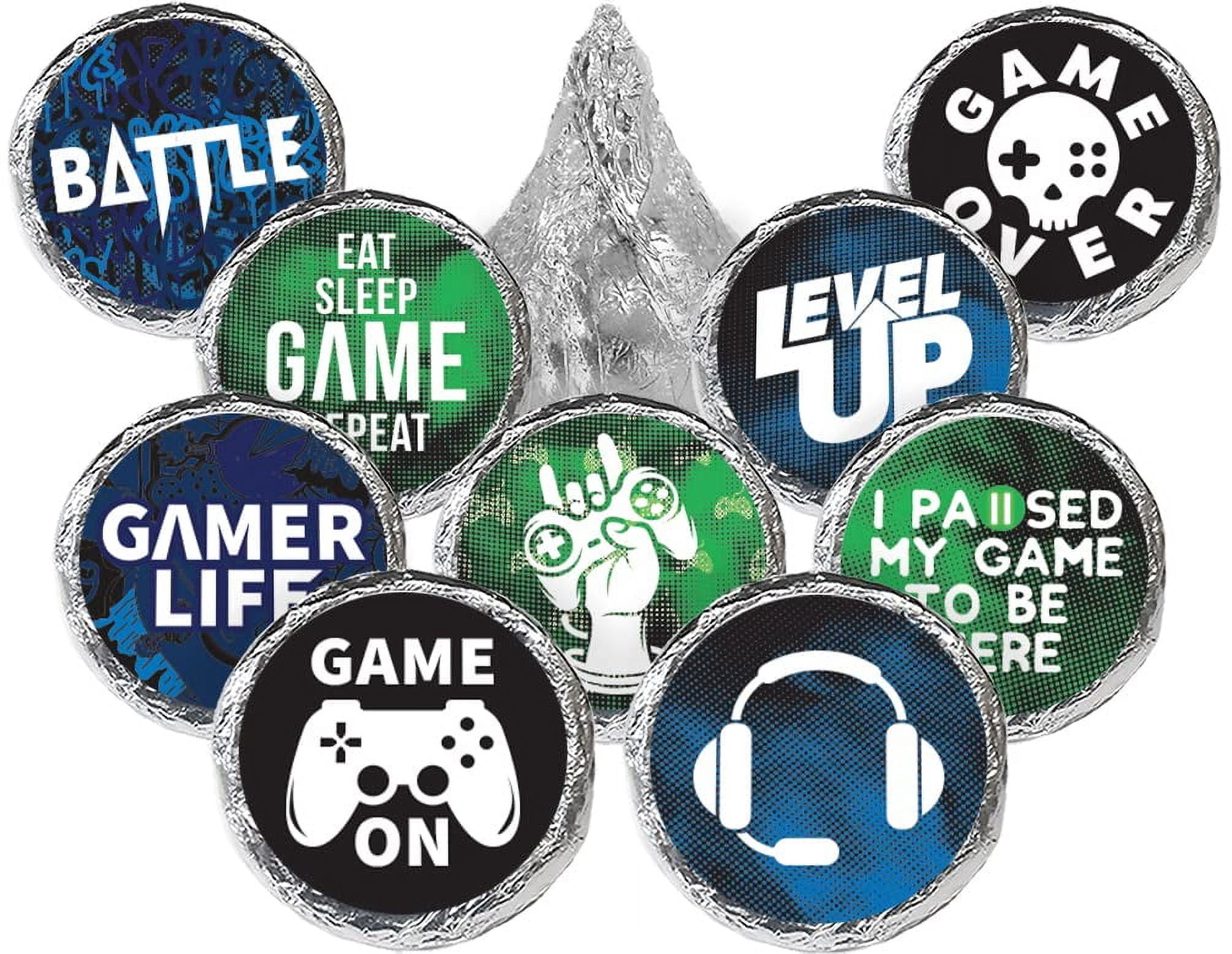 Gamer Birthday Party Favor OIF8 Chocolate Kisses Candy Stickers, Video ...