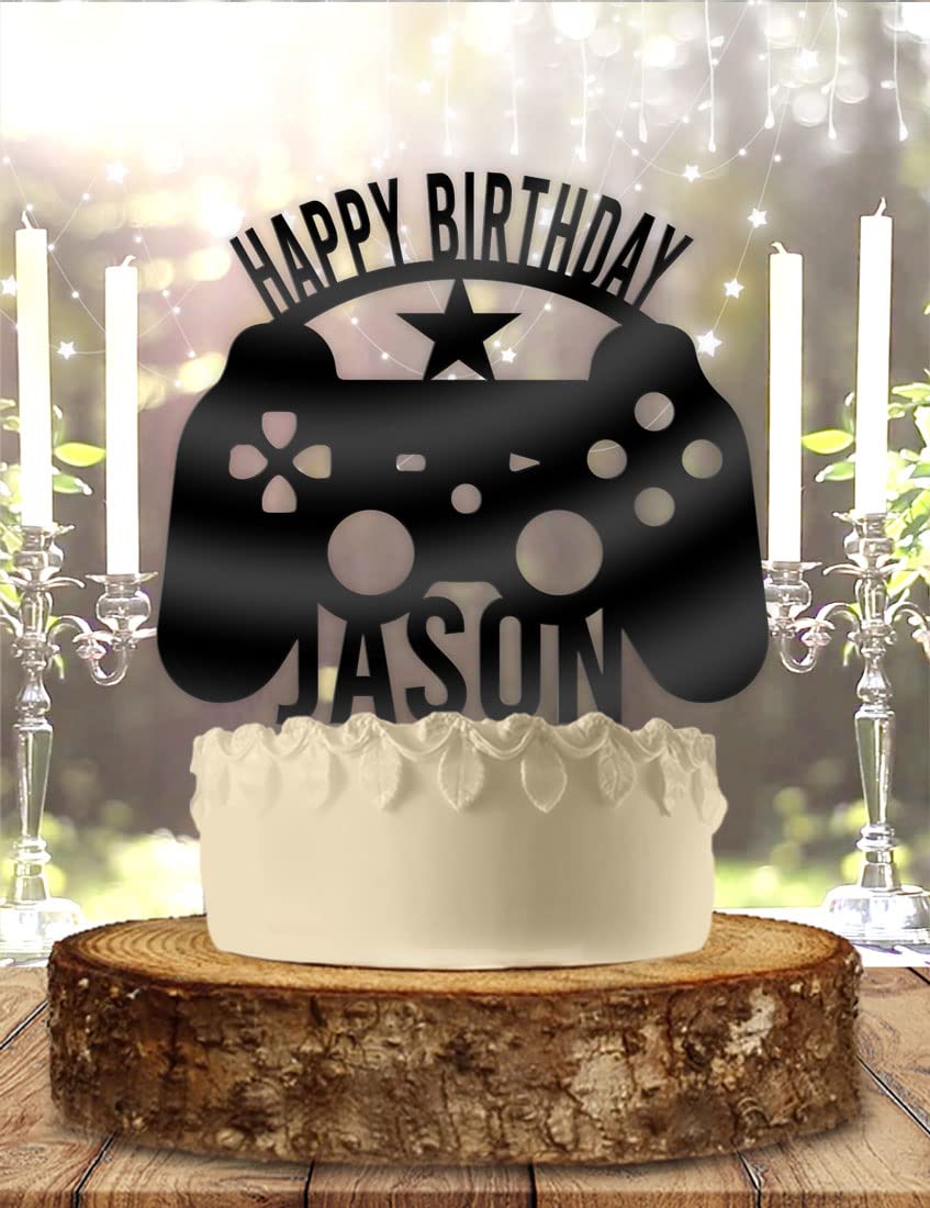 Gamer Birthday Personalized Cake Topper Gaming Nerd Gifts (6 inch ...