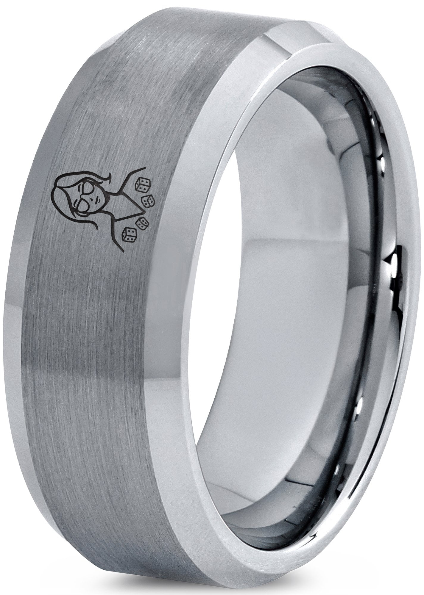 Gamer Birthday Wide Gray Band Wedding Ring Tungsten Girl Mother ...