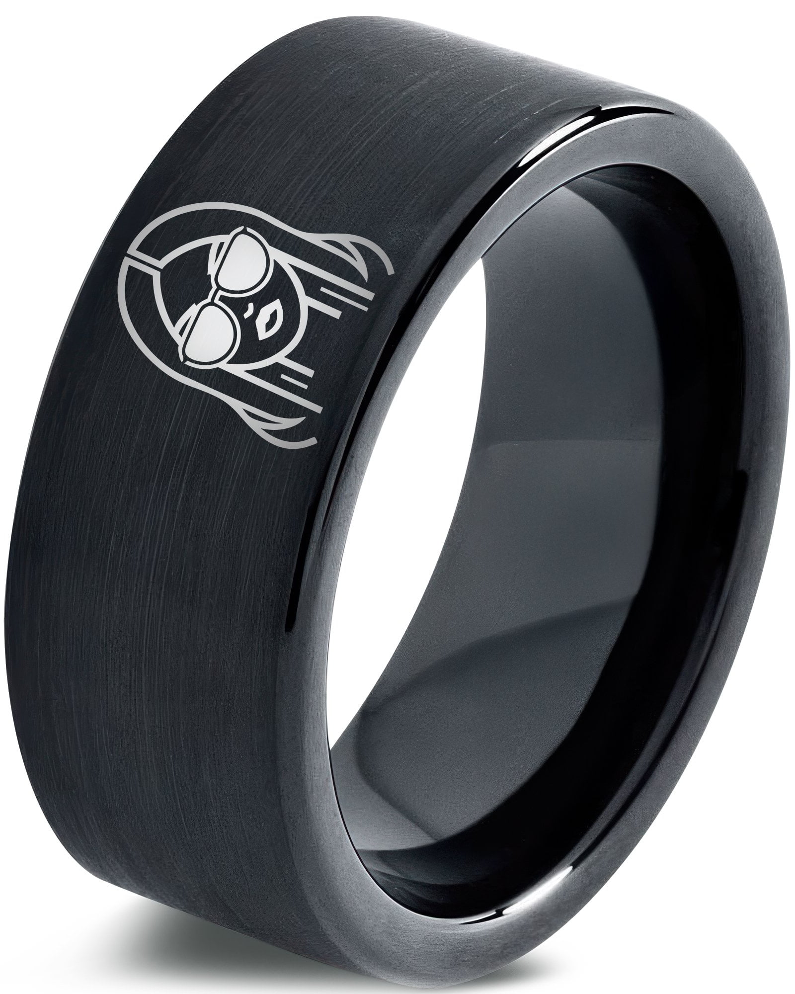 Gamer Rings for Men Black Tungsten Blue Valentines Gifts Godfather Gift ...