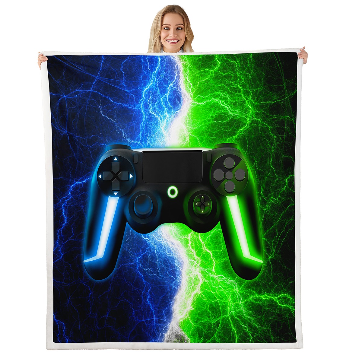Gamer Blanket Throw 40"x50" Gaming Blankets and Throws,Green and Blue ...