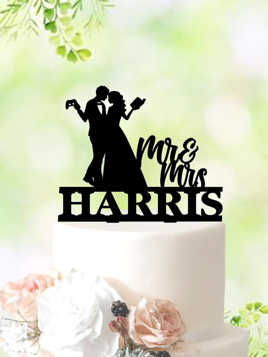 Gamer and Book Reader Wedding Cake Topper,gaming cake topper,Book Worm ...