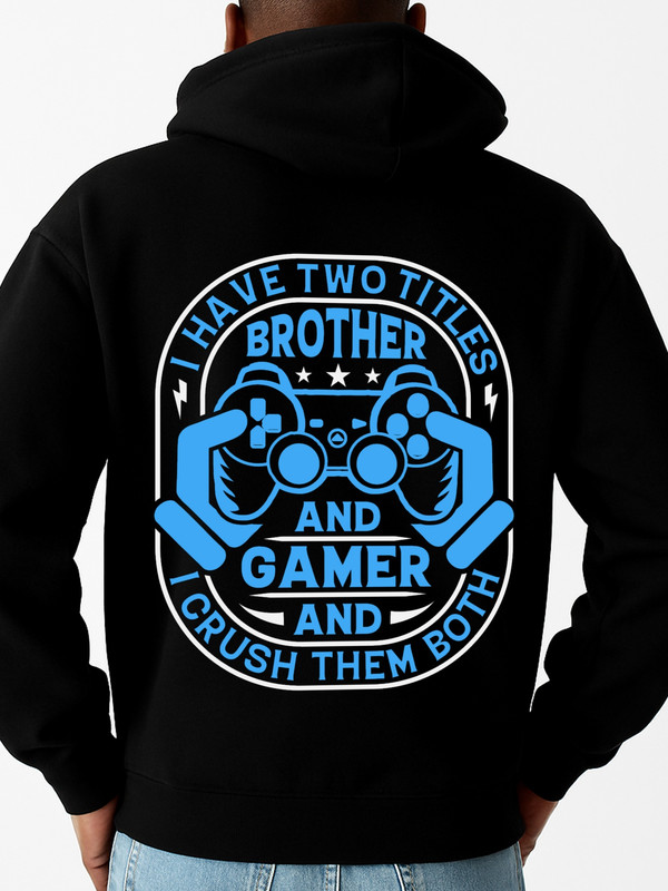 Gamer Brother Hoodie sweatshirt game mens machine washable black Casual ...