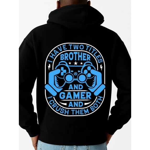 Gamer Brother Hoodie sweatshirt game mens machine washable black Casual ...
