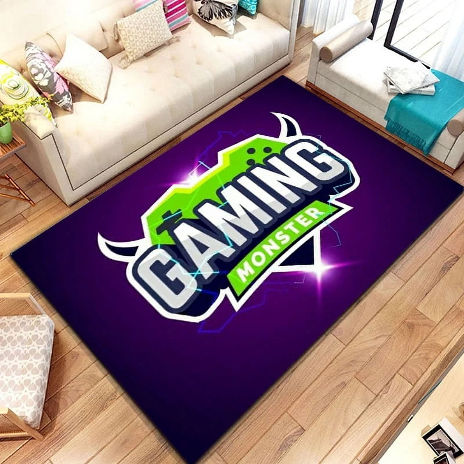 Gamer Carpet Funny Black Game Controller Mat for Children Soft Rug Boys ...