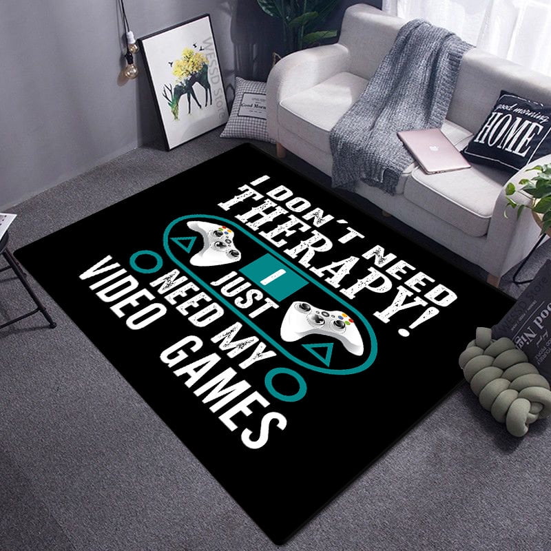 Gamer Carpet Funny Black Game Controller Mats for Children Soft Rug ...