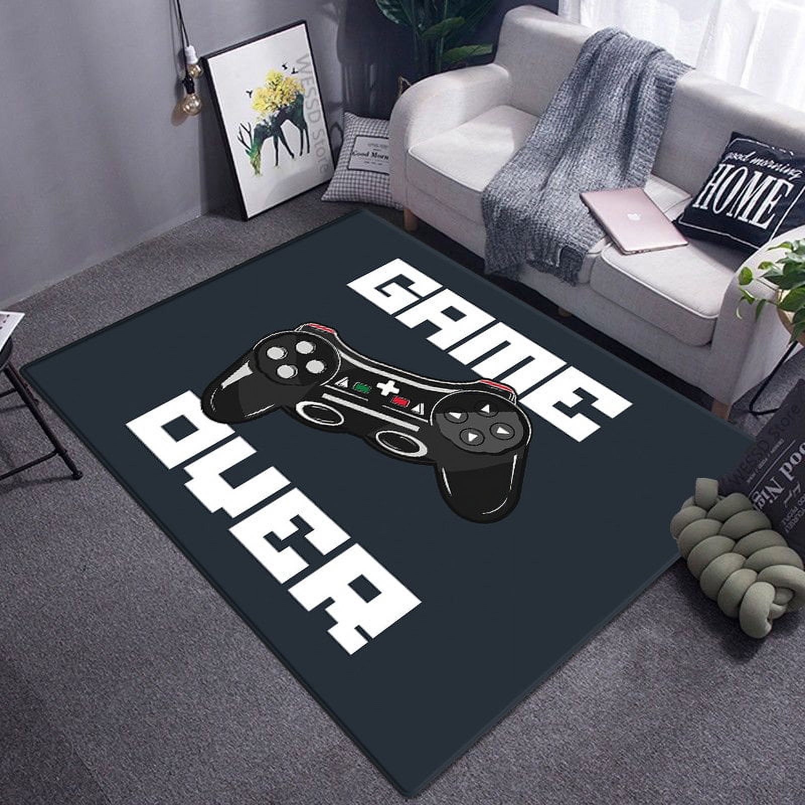 Gamer Carpet Funny Black Game Controller Mats for Children Soft Rug ...