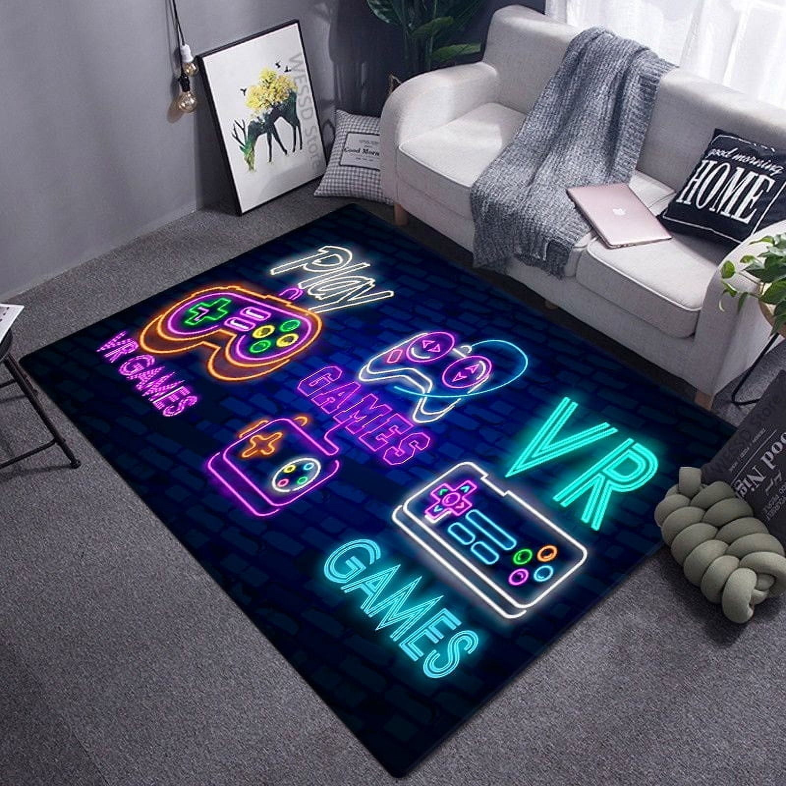 Gamer Carpet Funny Black Game Controller Mats for Children Soft Rug ...