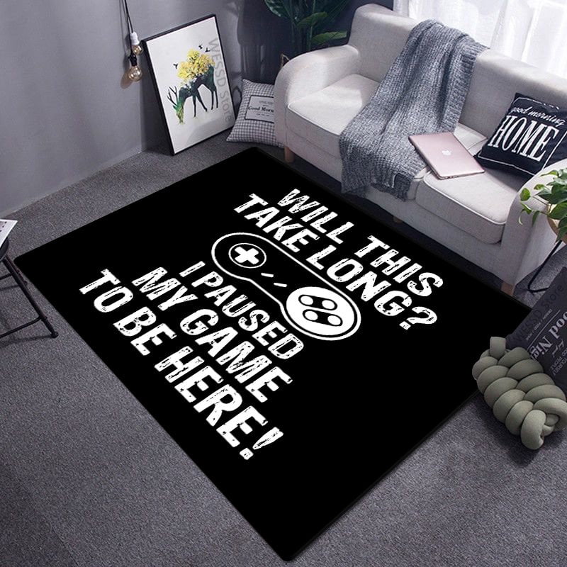 Gamer Carpet Funny Black Game Controller Mats for Children Soft Rug ...