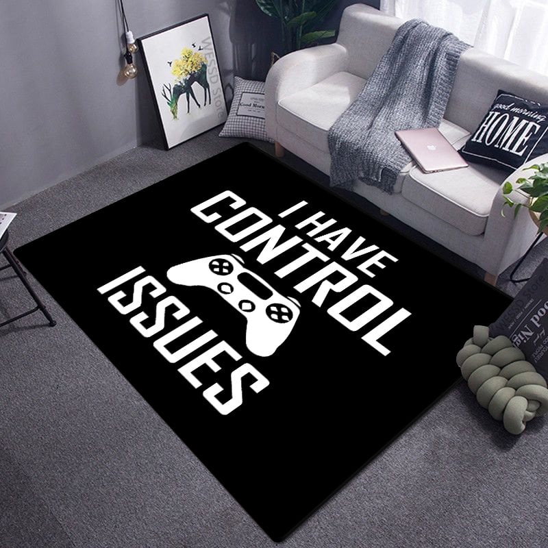 Gamer Carpet Funny Black Game Controller Mats for Children Soft Rug ...