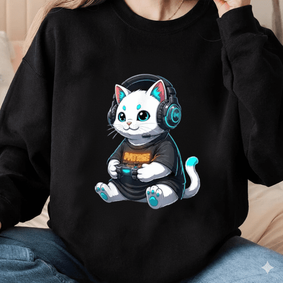 Gamer Cat With Headset Kawaii Gaming Kitten Controller Holiday ...