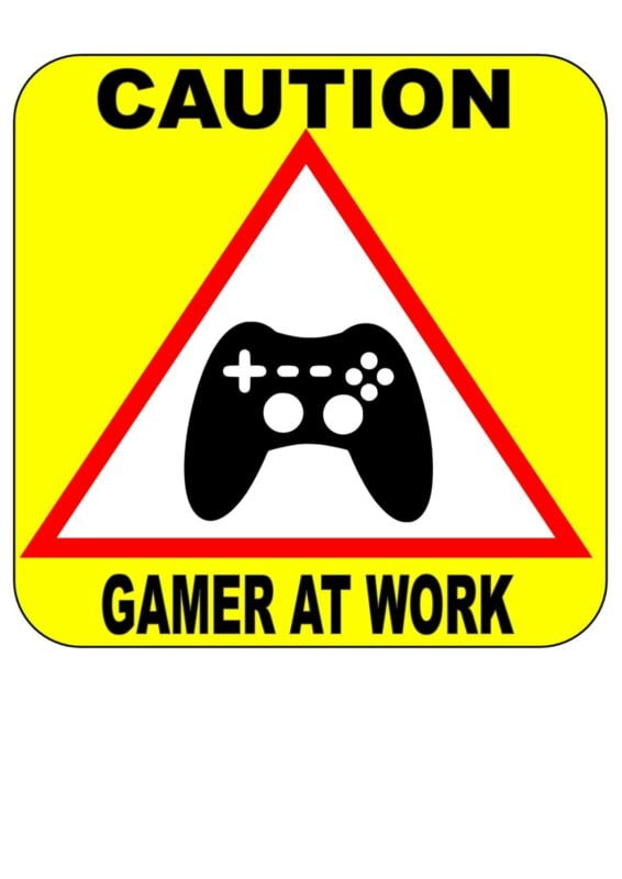 Gamer Caution Sign Novelty Funny Cation Man Cave Bar Sign Door Plaque ...