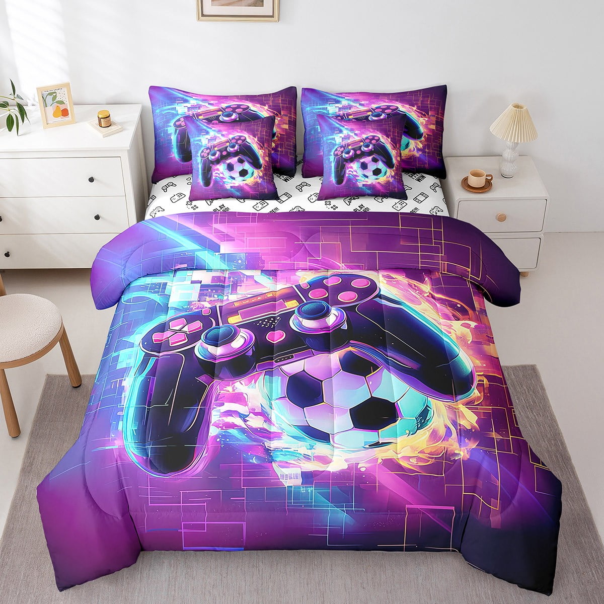 Gamer Comforter Set 7 Piece Bed in a Bag Twin Gaming Bedding Sets ...