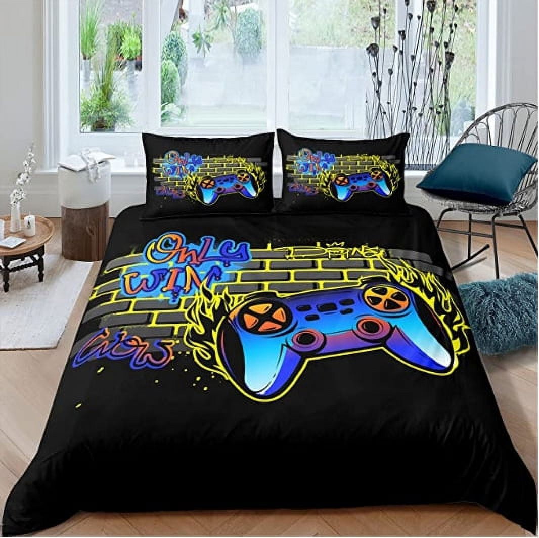 Gamer Comforter Set for Boys Bedroom, Teens Gaming Down Comforter Full Size for Kids Teens Youth ...