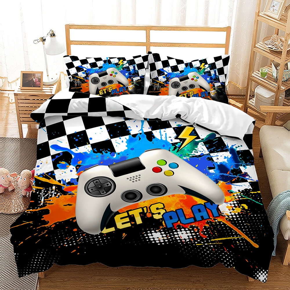 Gamer Comforter Set for Boys Gaming Bedding Set,Video Game Controller Comforter for Kids Adult ...