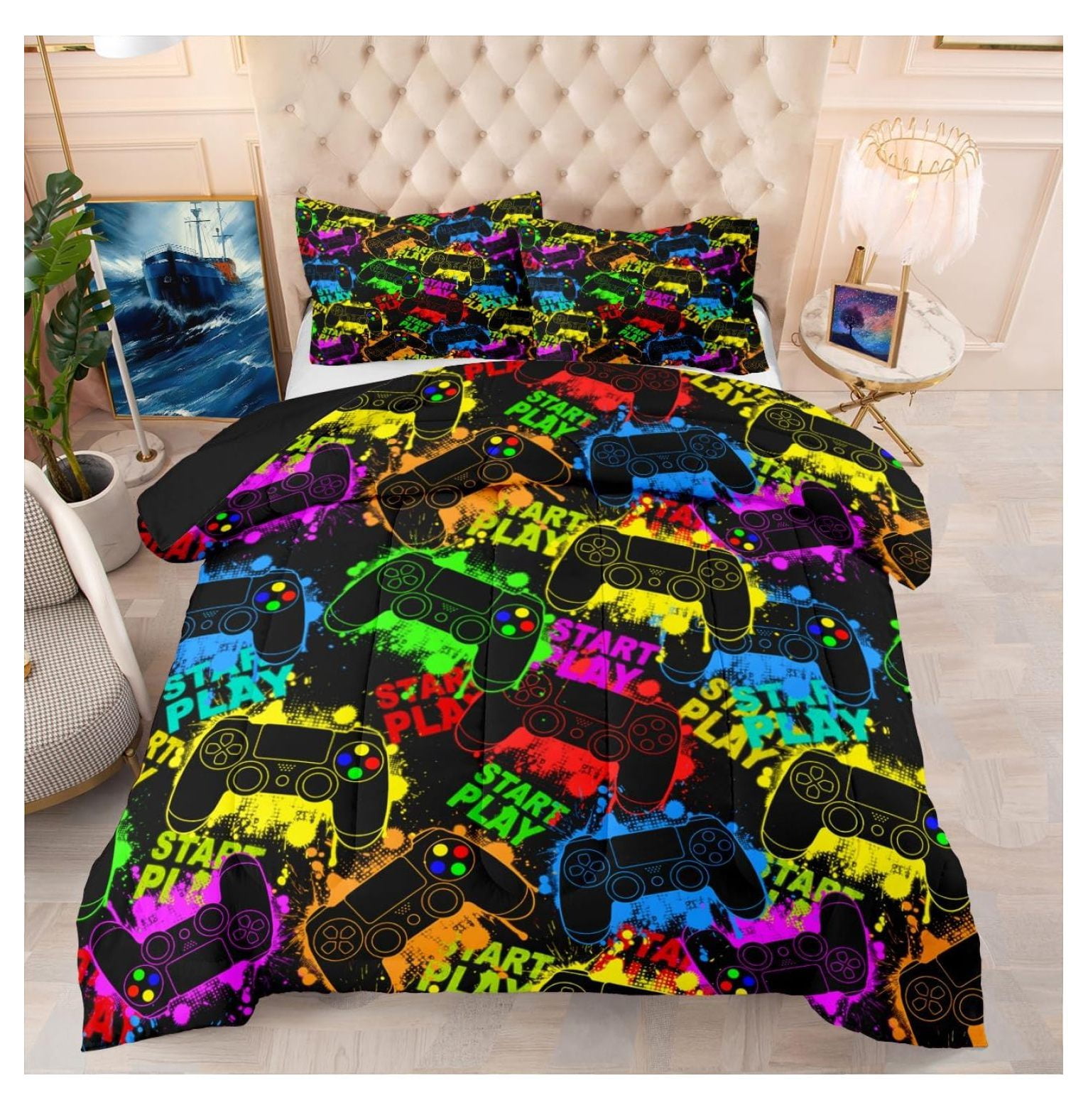 Gamer Comforter Set Gaming Bedding Sets for Boys Kids Bedding Sets for ...