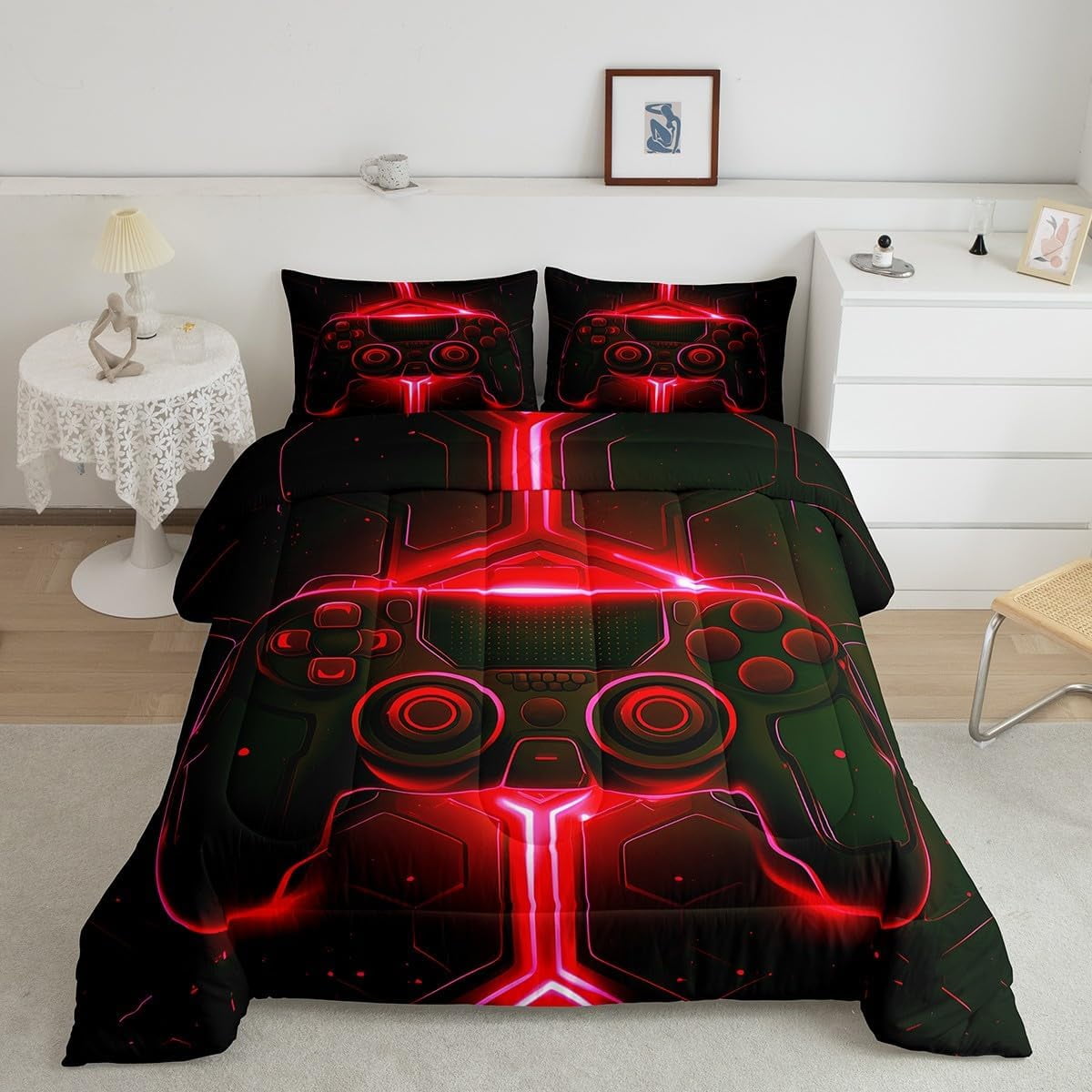 Gamer Comforter Set Teens Boys Full Video Game Controller Bedding Kids ...